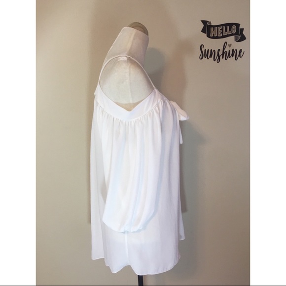 TRUE LIGHT | Tops | New Split Shoulder White Top | Poshmark